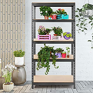 Tangkula 5-Tier Steel Storage Shelves, 73” Heavy Duty Garage Shelf with Adjustable Shelves, Boltless Shelving Unit for Free Combination, Metal Muscle Rack for Home Office Garage (1, Grey)