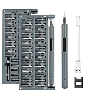 Mini Electric Screwdriver Small Portable Cordless Rechargeable with High Precision Torque Adjustable with 55 Precision Bits LED Light Magnetic Ma for Iphone Ipad Watch Camera Laptop Smartphone Macbook