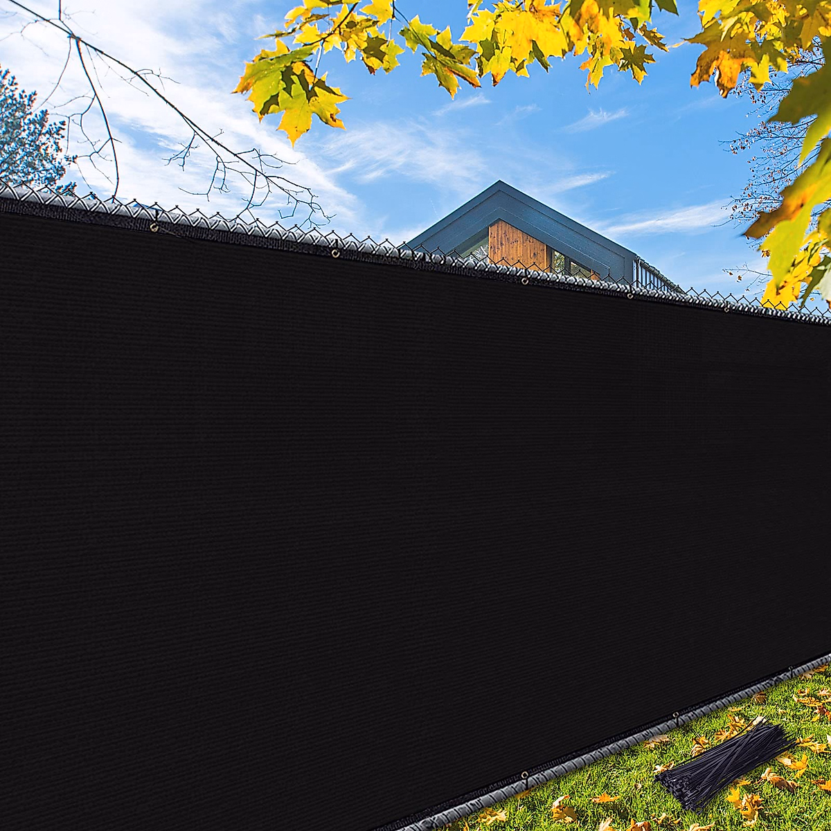 iCover 4x25ft Privacy Screen Fence, Garden Windscreen Mesh Shade Sail Net Barrier, Reinforced Bindings and Brass Grommets Cable Zip Ties Included,Black