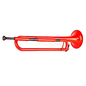 PINSTRUMENTS pBugle Plastic Kids Musical Instrument - Fun and Affordable First Trumpet Instrument for Beginners or Students - Detachable 7C Mouthpiece - Lightweight Durable ABS Construction - Red