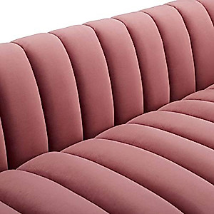 Modway Entertain Vertical Channel Tufted Performance Velvet Sofa Couch in Dusty Rose