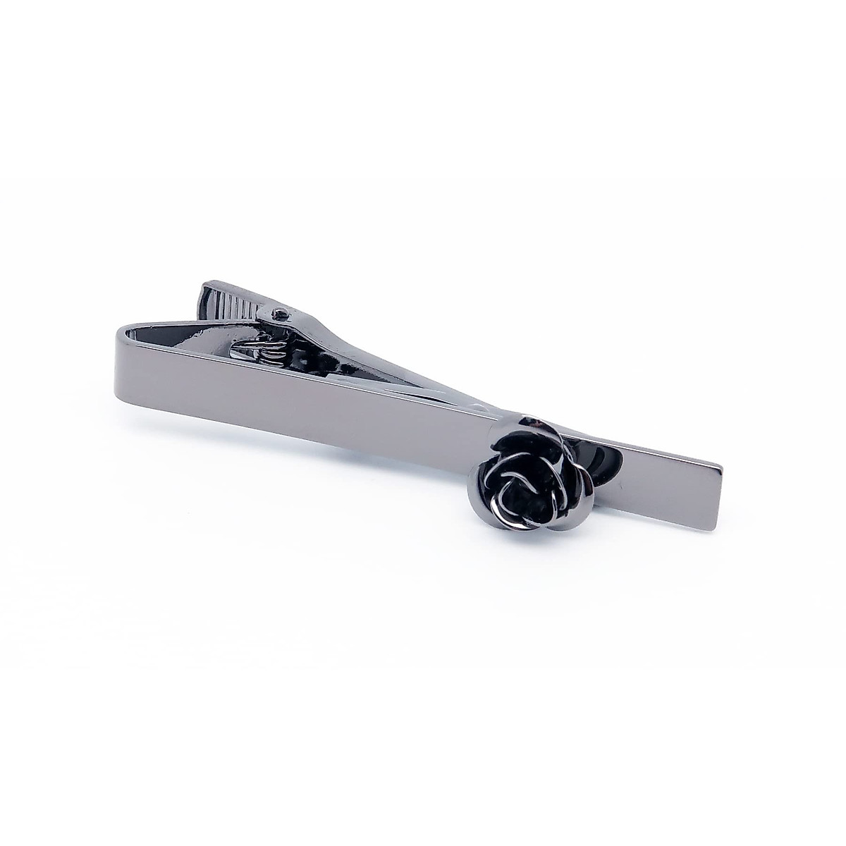 Jonwo Rose Flower Men's Tie Clip With Presentation Box Tie Bar for Gentleman Regular Necktie Tie Clip for Daily Business Anniversary Wedding Occasions (Gunmetal Rose Tie Clip)