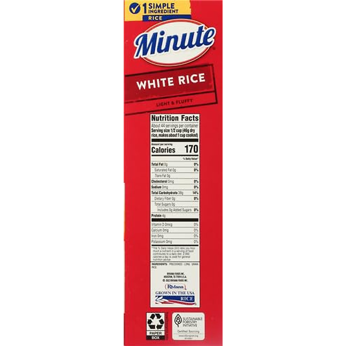 Minute White Rice, Instant White Rice for Quick Dinner Meals, 72-Ounce Box