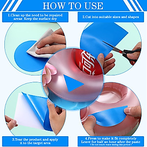 WILLBOND 4 Pcs 23 x 5 Inch Vinyl Pool Repair Patch Kit Large Self-Adhesive PVC Pool Patch Repair Kit Cut-to-Size Inflatable Pool Patches with Scissors for Swimming Pools Inflatable Boat Products(Blue)