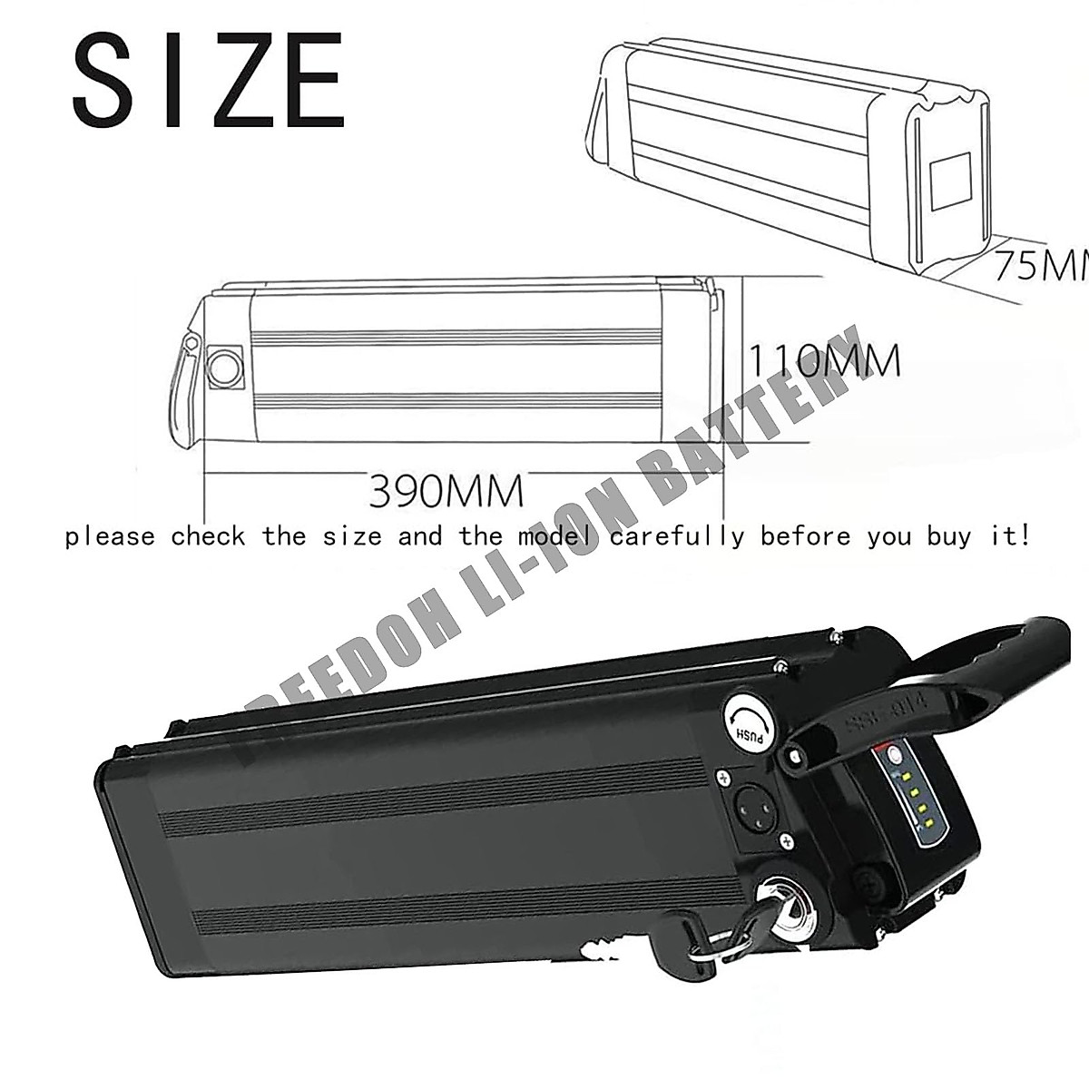 FREEDOH E-Bike Battery 48V Lithium Ion Ebike Battery Pack 8Ah 10Ah 13Ah 15Ah 17.5Ah 20Ah Replacement Li-ion Battery for 250-1000W Motors with Charger,48v,10Ah
