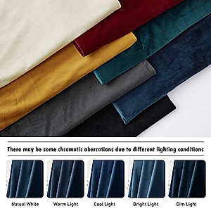 RYB HOME Blue Velvet Curtains 84 inches- Blackout Curtains for Living Room, Thermal Insulated Noise Reducing Panels Soft Luxury Window Decor for Kids Bedroom, Navy Blue, W52 x L84 inches, 2 Panels