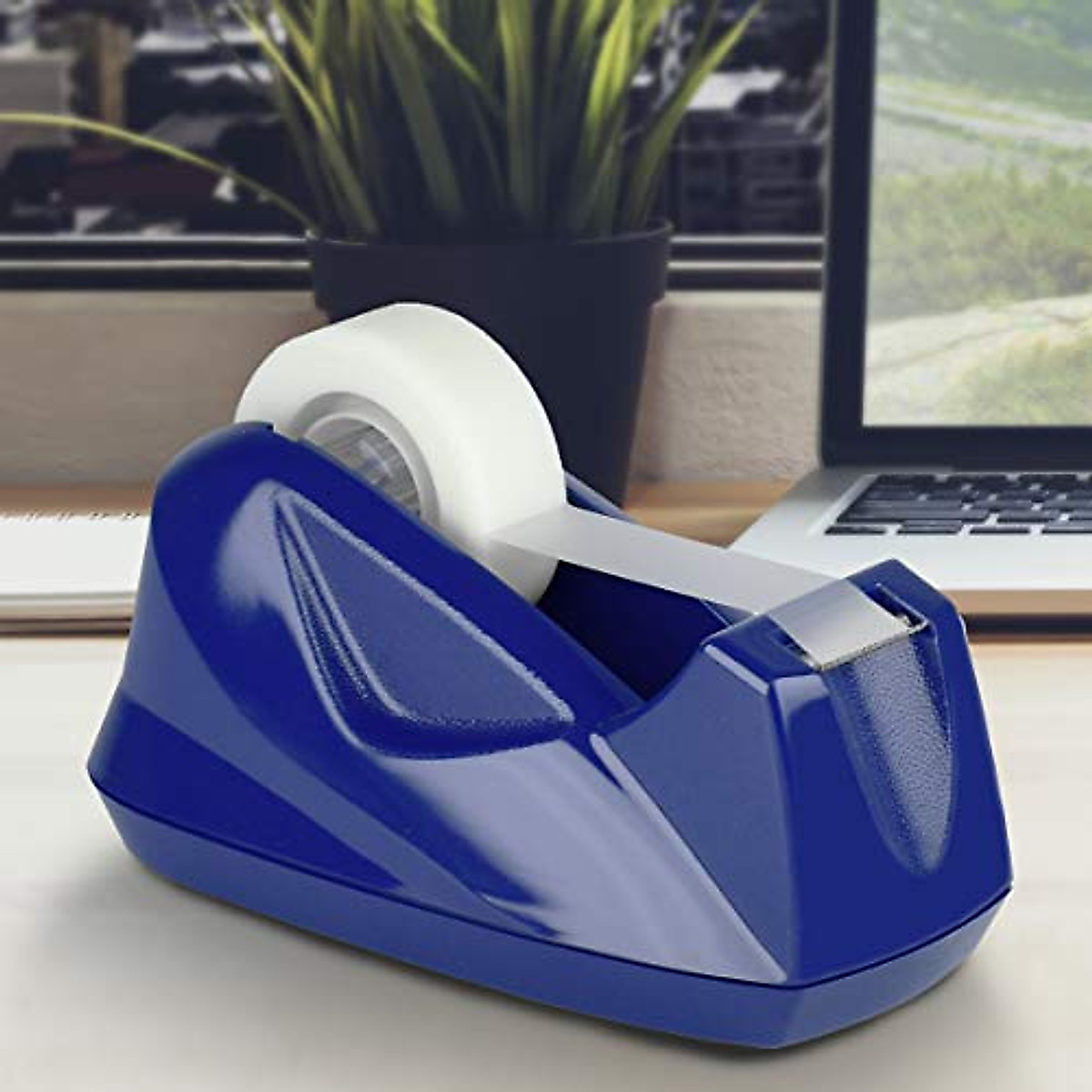 Acrimet Premium Desktop Tape Dispenser Non-Skid Base (Heavy Duty) (Deep Blue Color)