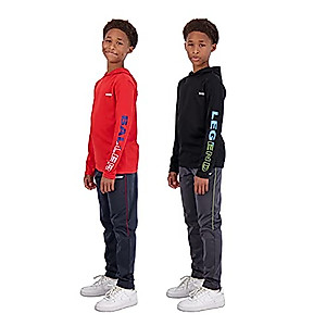 Hind Boys 4-Piece Active Long Sleeve Quick Dry T-Shirt and Athletic Jogger Sweatpant Set Kids Clothes for Sports and Running (Red-Black, numeric_12)