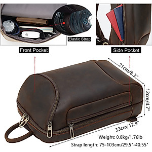Full Grain Leather Sling Bag for Men Small Tablet Backpack Fits 10 Inch Tablet Mini Hiking Crossbody Shoulder Chest Bags