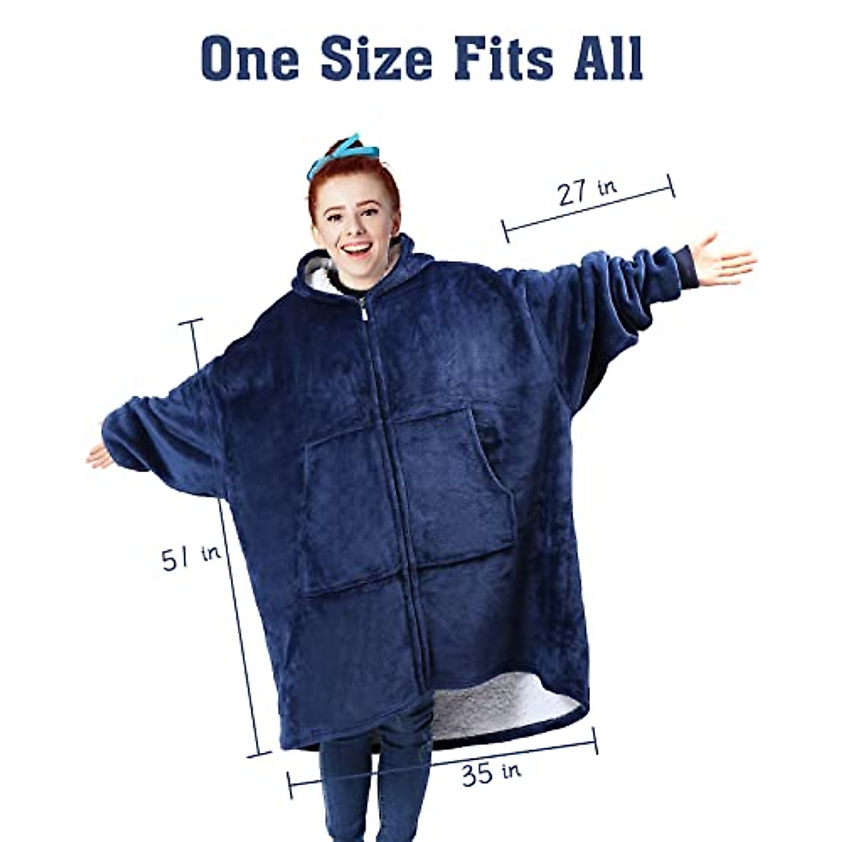 Oversized Wearable Blanket Hoodie,Unisex Sherpa Blanket, Super Soft Cozy Blanket Hoodie, Oversized Sweatshirt Size with Pocket for Adult Women Men