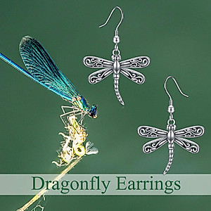 ONEFINITY Dragonfly Earrings Sterling Silver Dragonfly Dangle Drop Earrings Dragonfly Jewelry for Women