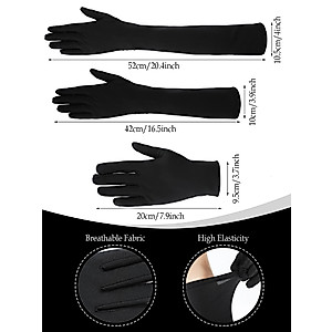 Zhanmai 3 Pairs 20s Satin Gloves Dress Gloves Costume Stretchy Long 1920s Opera Gloves for Women Banquet Bridal Wedding(Black)