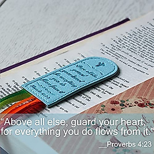 3 Pieces Leather Bible Bookmarks Bible Ribbon Bookmark Multi Ribbon Page Marker, Bible Verse Inspirational Bookmarks - Psalm 46:5, Proverbs 4:23, Philippians 4:13, Bible Accessories,Bible Supplies