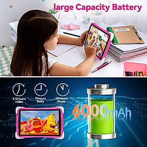 Tablet for Kids Android 12, 10.1 Inch Kids Tablet 2+32GB, 1280 * 800, 6000mAh, 2MP+5MP Dual Camera, Kid Learning Tablets for Toddler with WiFi, Parental Control, Educational, Google Store, Pink