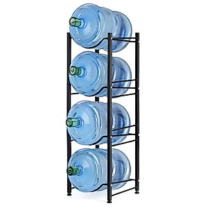 MOOACE 4-Tier Water Jug Rack, 5 Gallon Detachable Water Bottle Holder for Kitchen, Office, Home, Black