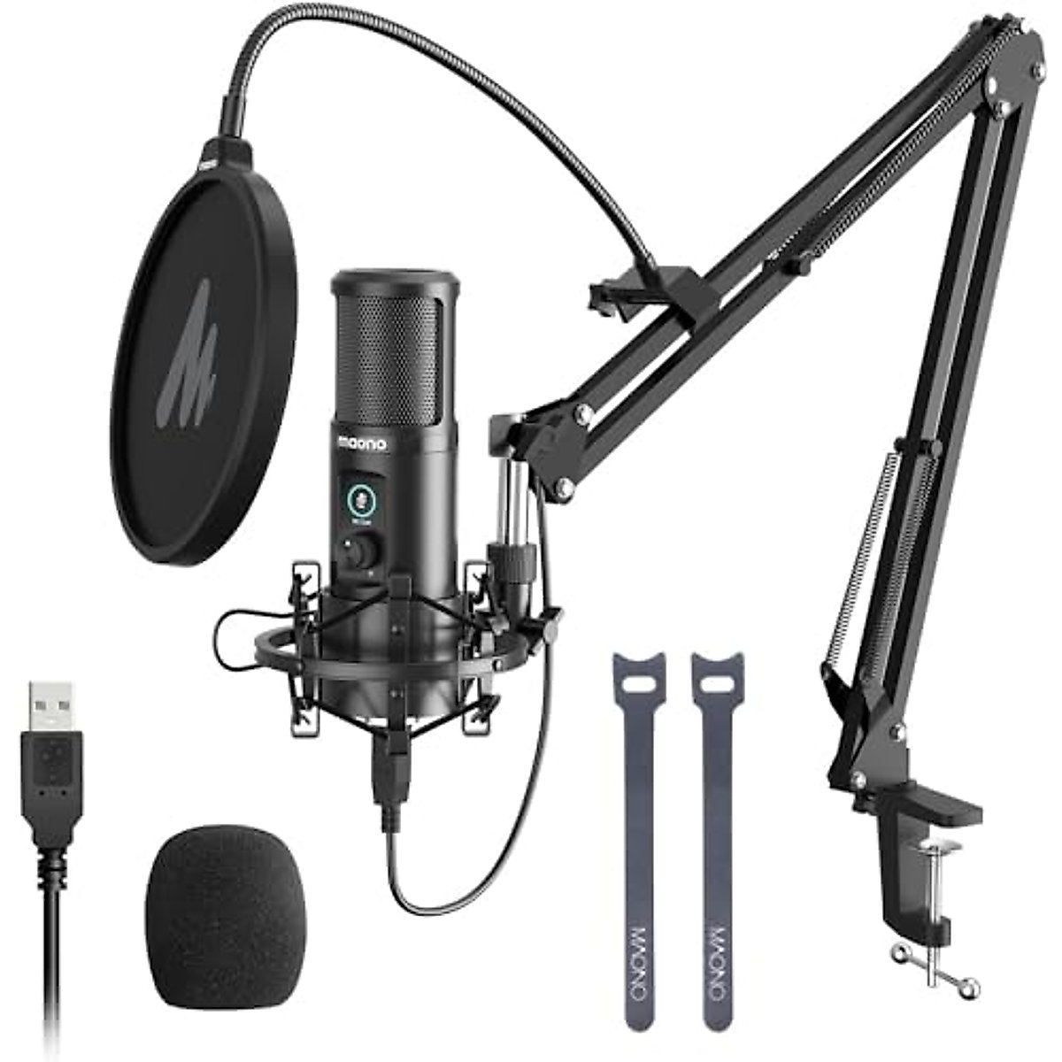 MAONO USB Microphone, Professional Condenser Computer PC Mic with One-Touch Mute, Gain Control for Podcast, Recording, Gaming, Streaming, Zoom Meeting, Instruments, Studio, YouTube, Discord PM421