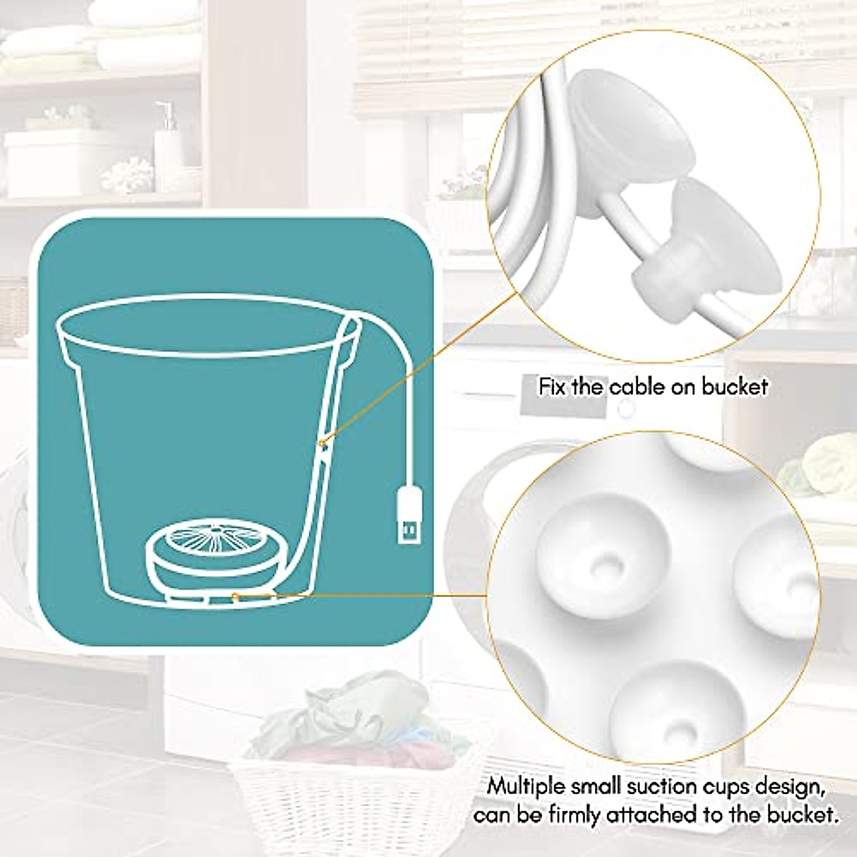 Andoer Ultrasonic Turbo Washing Machine Portable Mini Washer with USB Power Supply Suction Cups for Home Travel Business Trip