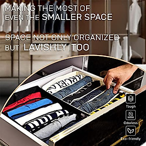 TSS Wardrobe Clothes Organizer For Folded Clothes | Closet Organizers and Storage Baskets with Reinforced Handle | Clothes Drawer Organizers for Jeans, Sweater, Dresses, and T-shirts