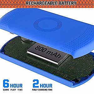 JAMSWALL Retro Handheld Game Console, Portable Retro Video Game Console with 400 Classical FC Games 2.8-Inch Screen 800mAh Rechargeable Battery Support for Connecting TV and Two Players(Blue)