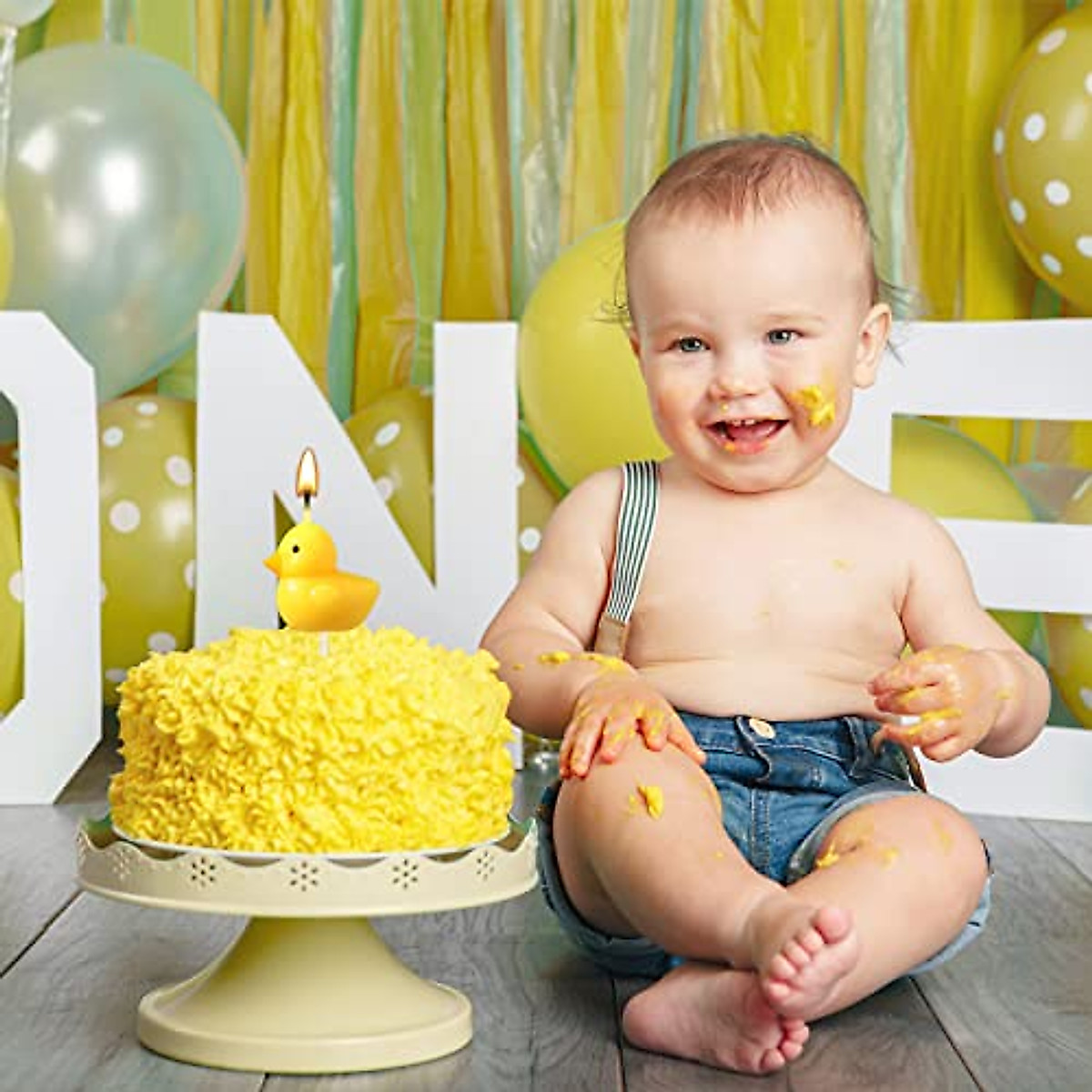 Coume 9 Pieces Yellow Duck Cake Candles Duck Birthday Decorations Cute Little Duckie Cupcake Candles for Kids Theme Birthday Party Baby Shower Decorations