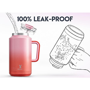 Meoky 50 oz Tumbler with Handle, Stainless Steel Vacuum Insulated Tumbler with Lid and Straw, Keeps Cold for 36 Hours, 100% Leak-proof, BPA-Free (Flamingo)
