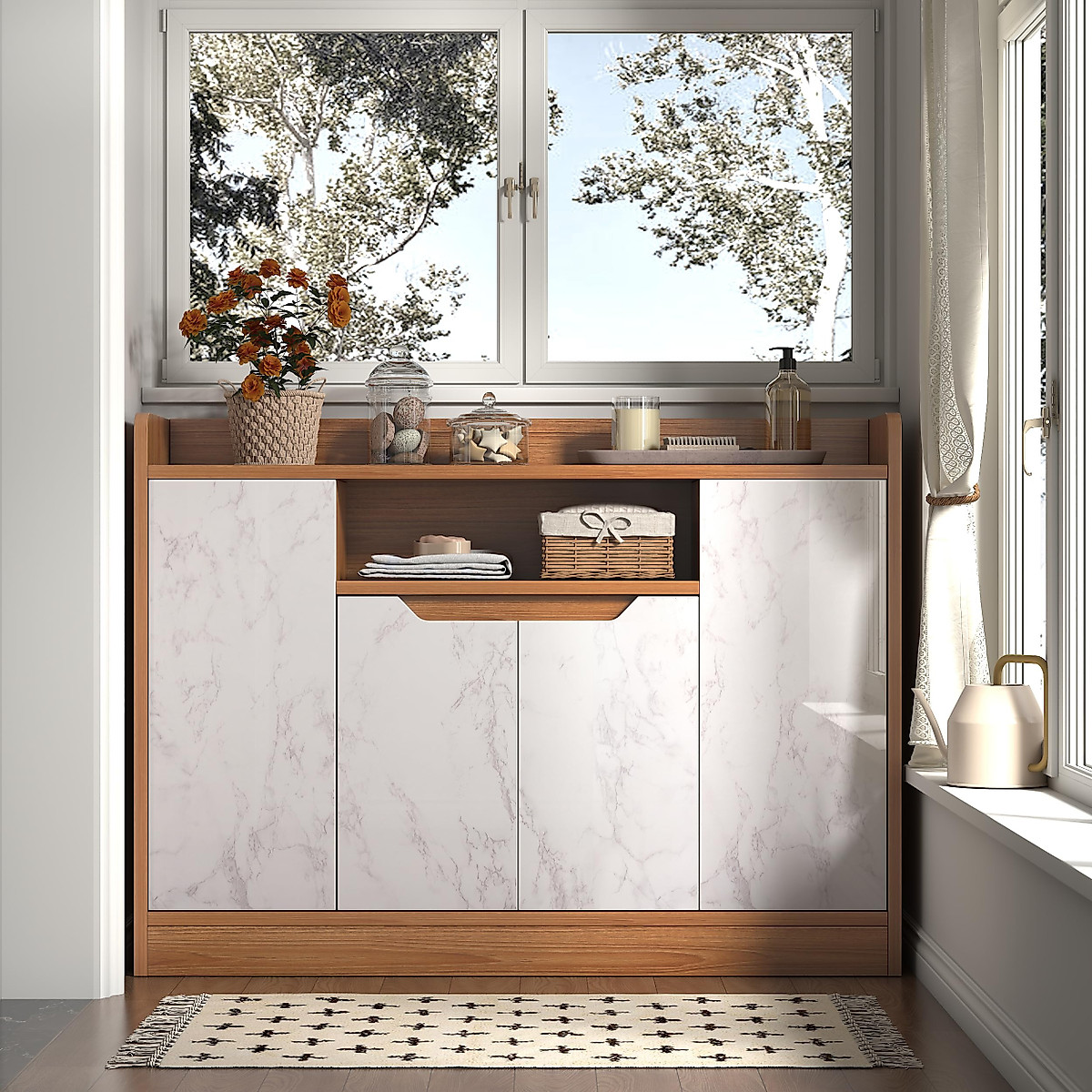 Docoper Marble Wallpaper White Peel and Stick Wallpaper Self Adhesive Removable 15.7”x78.7” Granite Contact Paper for Countertops Waterproof Drawer Liner Countertops Cabinet Bedroom Renter Friendly