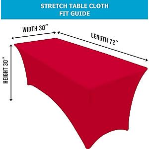 Utopia Kitchen Spandex Tablecloth 1 Pack [6FT, Red] Tight, Fitted, Washable and Wrinkle Resistant Stretch Rectangular Patio Table Cover for Event, Wedding, Banquet & Parties [72Lx30Wx30H Inch]