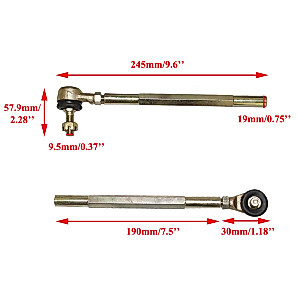 PRO BAT 435 mm /17.1'' Go Kart Steering Gear Rack Pinion 390 mm/15.4'' Adjustable Rack Shaft Tie Rod Kit fit for 110cc 125cc 140cc 150cc Go Kart Cart Golf Buggy UTV