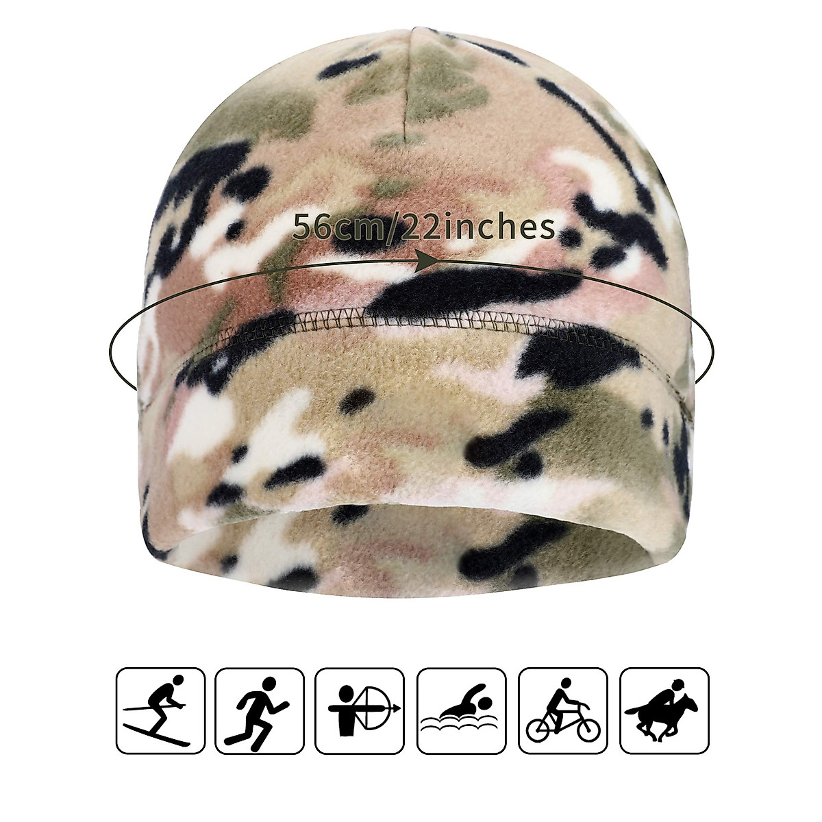 6 Pieces Winter Skull Caps Men Warm Polar Fleece Beanie Hat Windproof Unisex Watch Cap (Classic Color)