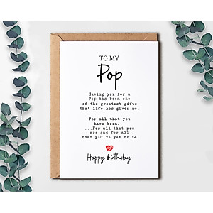 To My Pop - Pop Birthday Card - Pop Is The Greatest Gifts In My Life - Birthday Card For Pop - Gift For Pop Card- Christmas Gifts For Pop