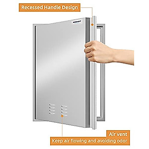 RIEDHOFF 20" H x 14" W 304 Stainless Steel Outdoor Kitchen Access Door with Recessed Handle, Single Access Door for BBQ Island, Grilling Station