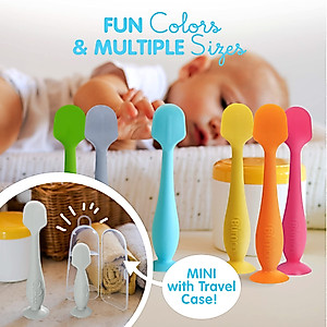 Bumco Baby Bum Brush - BPA-Free Diaper Cream Spatula with Suction Cup Base, Soft & Flexible Silicone, Wipe-Clean, Mom-Invented Diaper Bag Essentials (Gray)