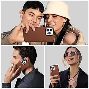 kingflag Vegan Leather Magnetic Case for iPhone 14 Pro Max Wireless Charging, MagSafe Compatible, Metal Buttons, Shockproof Protective Phone Case Cover for Women Men 6.7" (Rich Brown)