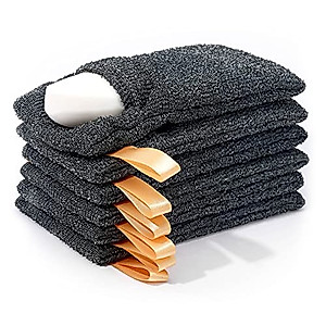 Antimbee 6-Pack Soap Pocket Exfoliating Soap Saver Pouch, Body Scrubber Rough Sponge Exfoliator for Bath or Shower, Gray Mesh Bar Soap Foam Lather Pouch