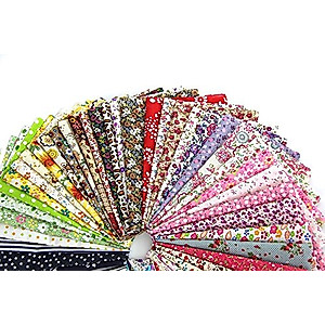 RayLineDo 60 Pcs Fabric Cotton 100% Printed Boundle Patchwork Squares of 2025cm