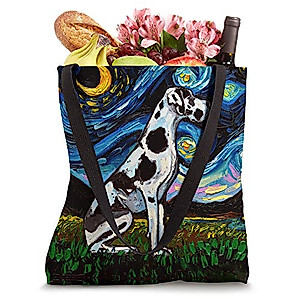 Harlequin Great Dane Starry Night Dog Animal Art by Aja Tote Bag