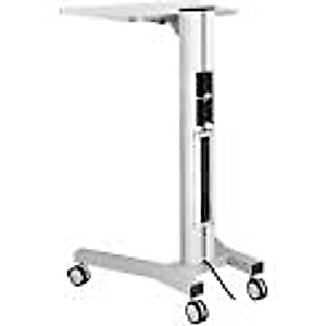 IndustrialSupplies Mobile Laptop Workstation, Height Adjustable, 4-Outlet Power Strip