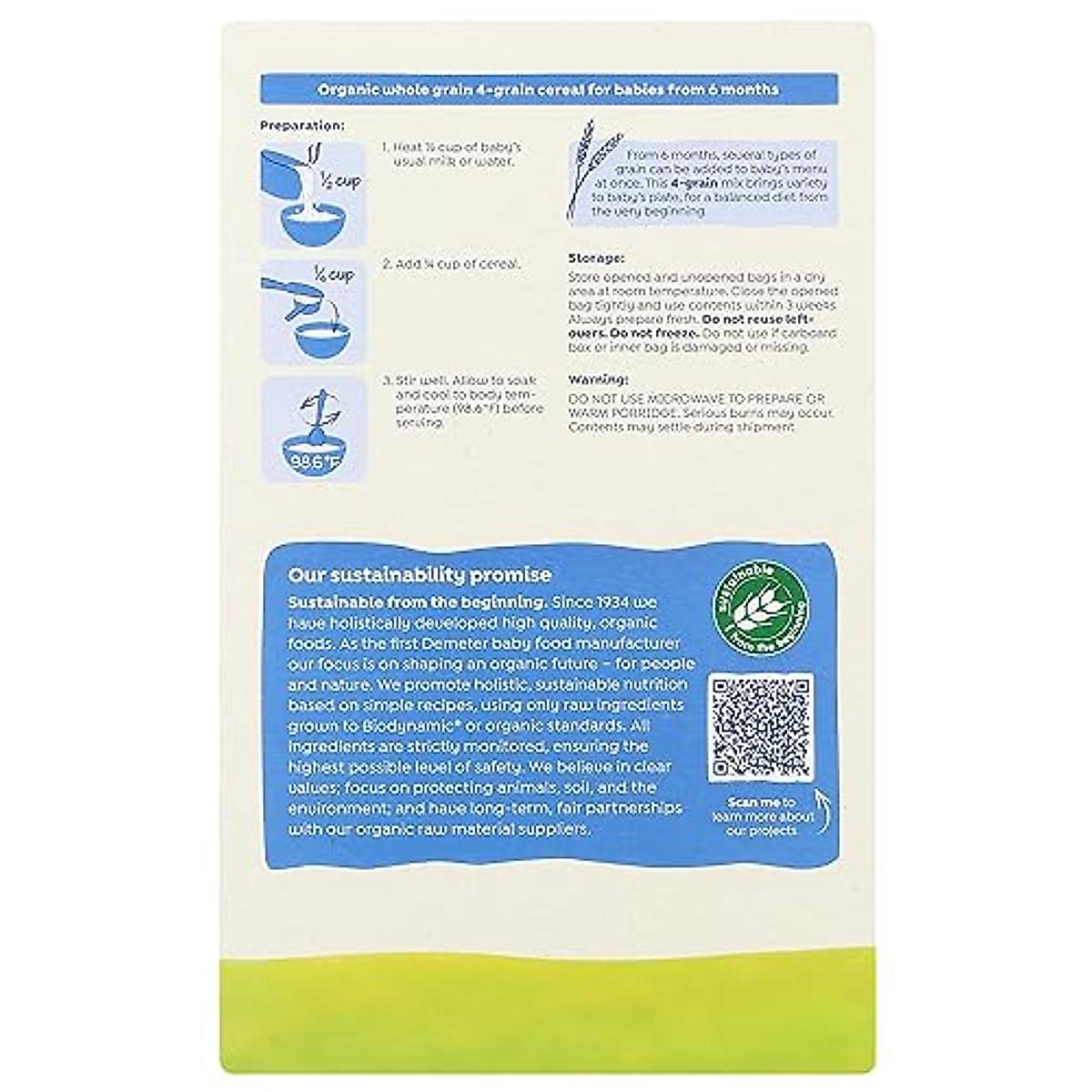 Holle - Organic Wholegrain Four Grain Cereal, Six - 8oz boxes