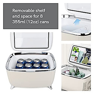 Living Enrichment Mini Fridge 6 Liters, Skincare Fridge, Low Noise and Lightweight Cosmetic Fridge, Small Refrigerator for Beauty Products Cosmetics Beverage Bedroom Home Office Stone White