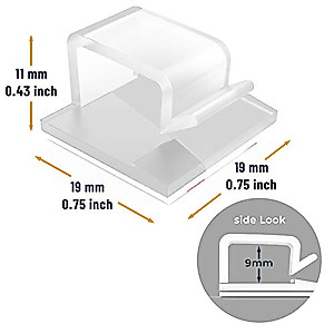 Cable Clips with Strong Self-Adhesive, XIAOXI R Shape Cable Management TV PC Wire Holder Sticky Tidy and Organizer Cord and Wires - 40 Pcs (Clear)