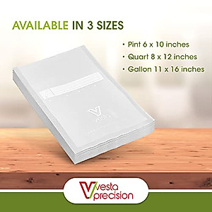 Vesta Precision Vacuum Seal Bags | Clear and Embossed | 8x12 inch | Quart | 100 Vacuum Bags per Pack | Great for Food Storage and Sous Vide