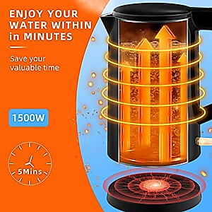 Electric Kettle 1.7L, Aylion 100% Stainless Steel Interior Double Wall Electric Tea Kettle, 1500W Fast Heating, Auto Shut-Off & Boil Dry Protection, BPA Free, LED Indicator, Black