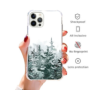 Winter Pine Trees Case Compatible with iPhone 14 Pro Max, Snowing Forest Art Aesthetic Case for iPhone 14 Pro Max, Cool TPU Bumper Phone Case Cover