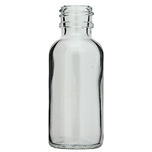 AURA VARIETY 144 PACK BOSTON ROUND 1 OZ 30 ML CLEAR GLASS BOTTLES WITH POLY CONE LINED BLACK CAPS