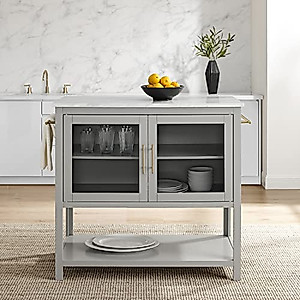 Crosley Furniture Katrina Kitchen Island with Faux Marble Top, Gray