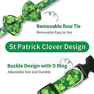 St. Patrick's Dog Bow Tie Collar, Epesiri Green Dog Collar Bow Tie with Cotton, Adjustable Four Leaf Clovers Dog Neck Bowtie, St Patrick's Day Holiday Soft Collar for Dogs Cat Small Medium Large Gift
