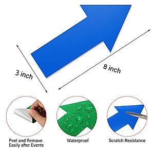 40 Pieces 8 Inch Arrow Sticker, Directional Arrow Sign Removable Adhesive Arrow Floor Decal Waterproof Arrow Marking Arrows Safe Road Instructions Sticker (Dark Blue, Green, Red, Orange, Yellow)