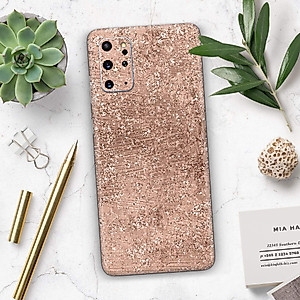 DesignSkinz Rose Gold Scratched Protective Vinyl Decal Wrap Skin Cover Compatible with The Samsung Galaxy S20 (Screen Trim & Back Glass Skin)