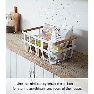 YAMAZAKI home 2507 Storage Basket-Dual Handle Organizer, One Size, White