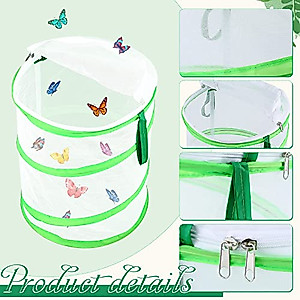 6 Pcs Butterfly Habitat Cage Bulk 12 x 14 Inch Insect Butterfly Net Giant Collapsible Insect Mesh Cage Terrarium Pop-up Clear Mesh Caterpillars Habitat Cage with Zipper Door for Boys and Girls Ages 5+